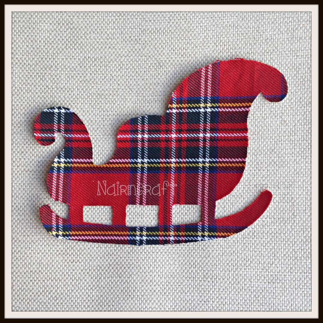 Santa's Sleigh Applique Patch in Red Scottish Tartan Cotton Fabric is ...