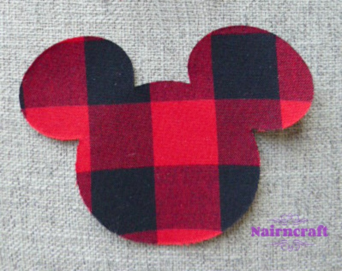 Mickey Mouse Head Applique Patch Lumberjack Check Buffalo - Etsy