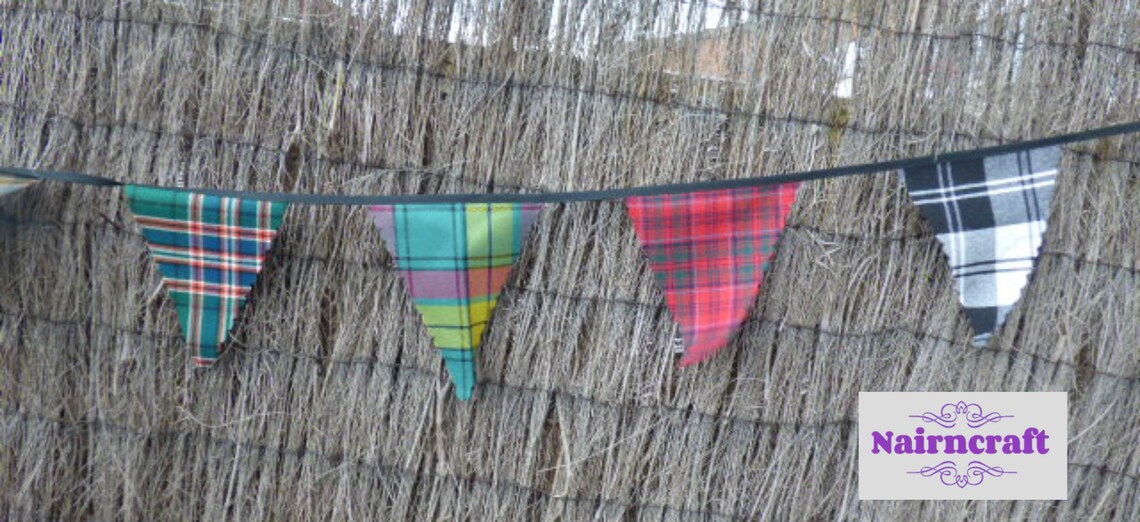Tartan Plaid Wedding Bunting handmade of Multi Coloured Tartan | Etsy