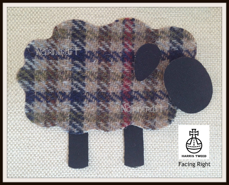 Sheep Applique Patch Made in Large Check Harris Tweed Wool Fabric is ...