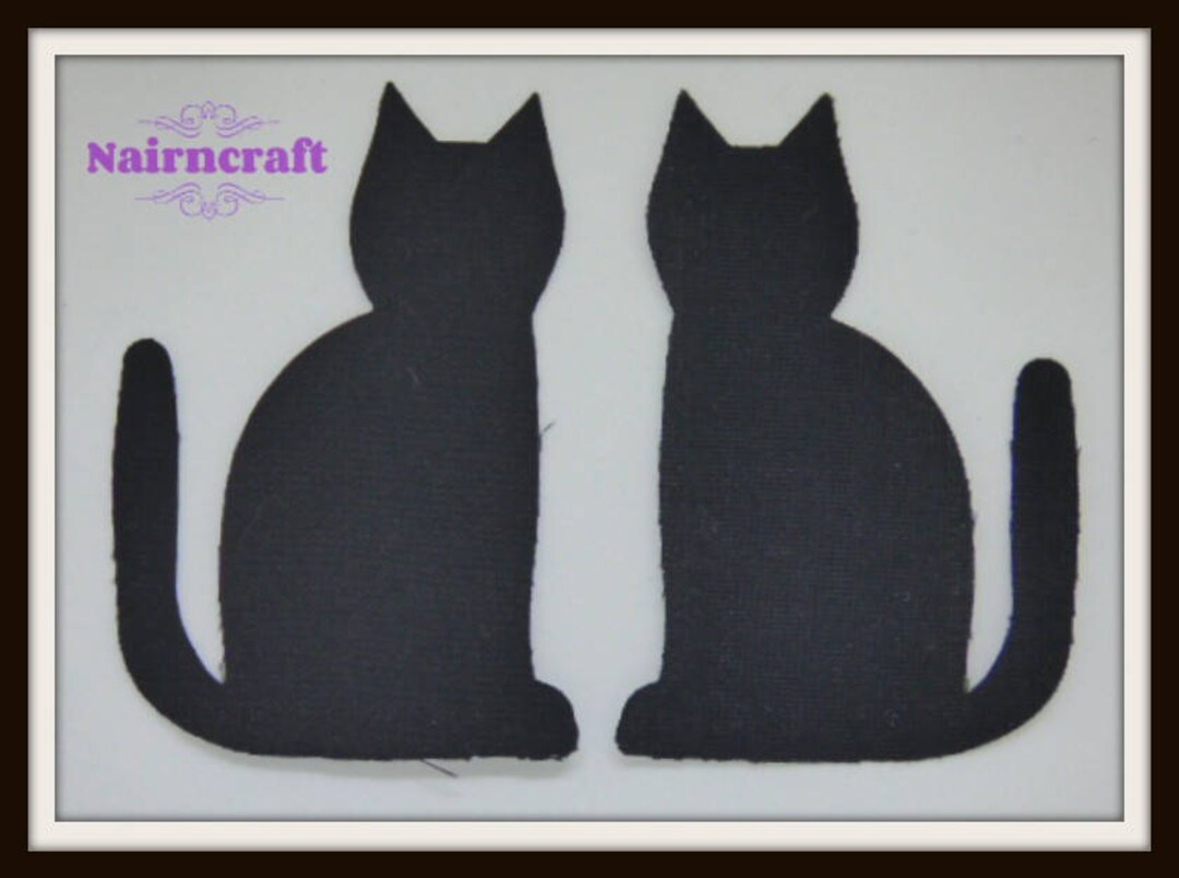 Cat Applique Patches Ready Cut Black Woven Wool Fabric. Cut Out Iron on ...