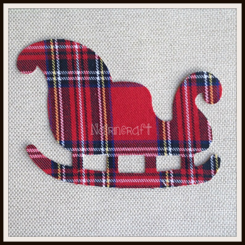 Santa's Sleigh Applique Patch in Red Scottish Tartan Cotton Fabric is ...