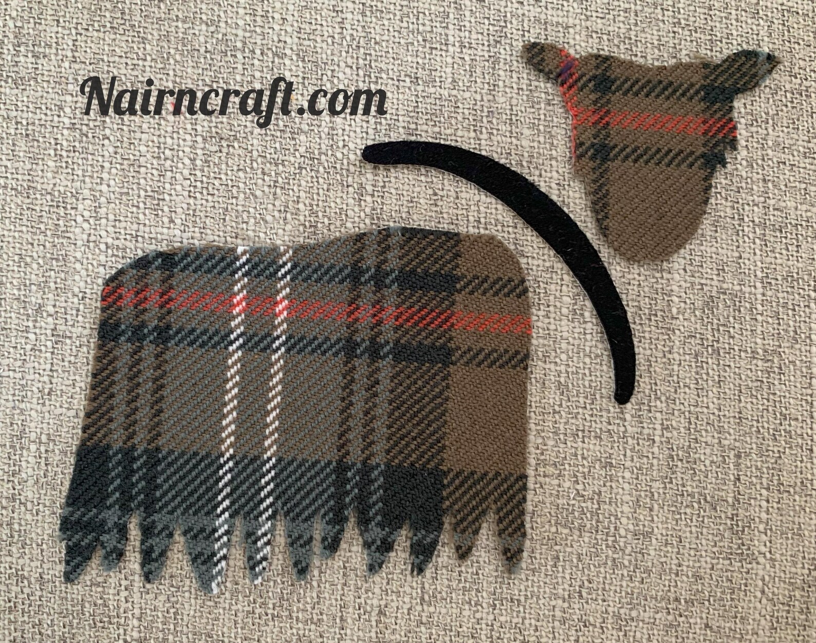 Highland Coo/cow Applique Patch in Brown Tartan Cotton Fabric Are Cut ...