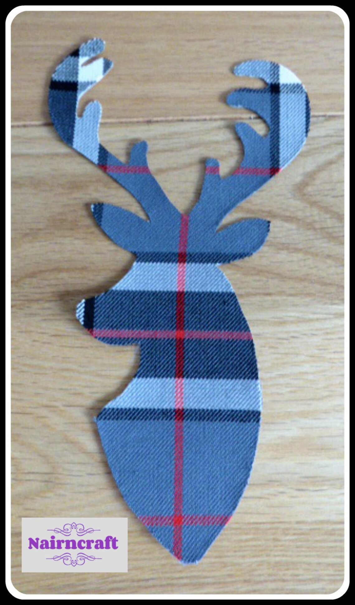 Tartan Stag Head Applique Patch Deer Head in Grey Tartan | Etsy