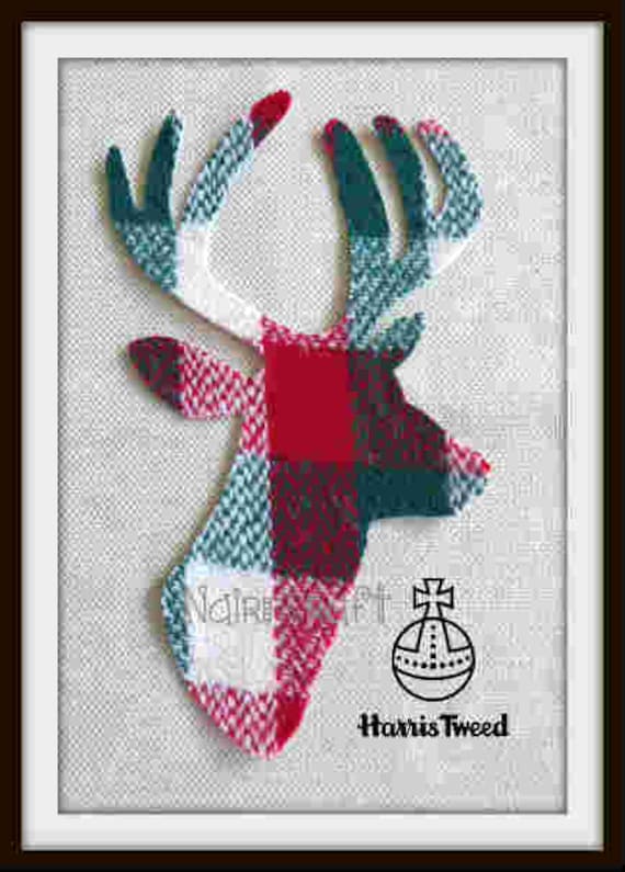 Harris Tweed Applique Patch Stag Head Deer Head Buck's Head Christmas ...