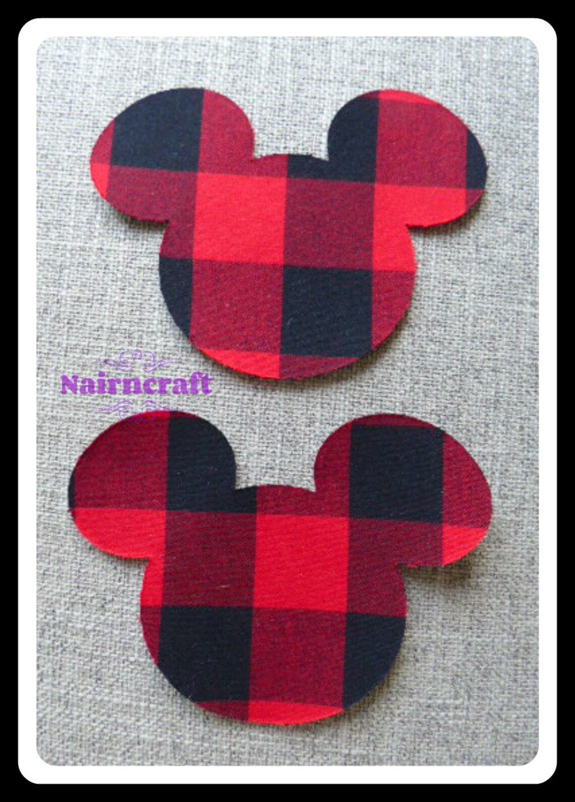 Mickey Mouse Head Applique Patch Lumberjack Check Buffalo - Etsy