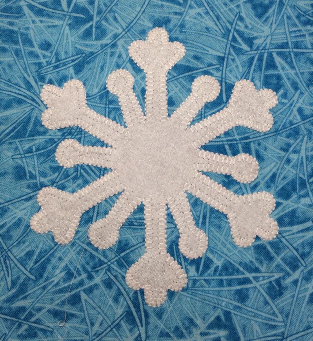 Snowflake Applique Patches in White Spotted Cotton Fabric, Cut Out Iron ...