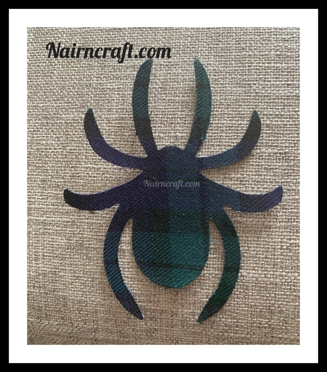 Iron on Spider Applique Patch Black Watch Tartan Scottish Fabric Cut ...