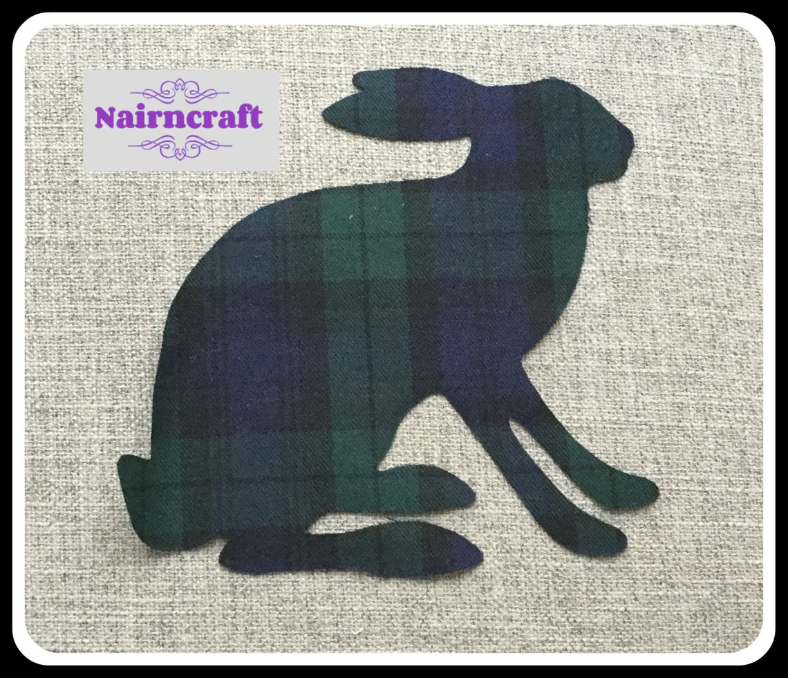 Large Rabbit Hare Applique Patch Made in Black Watch Tartan - Etsy