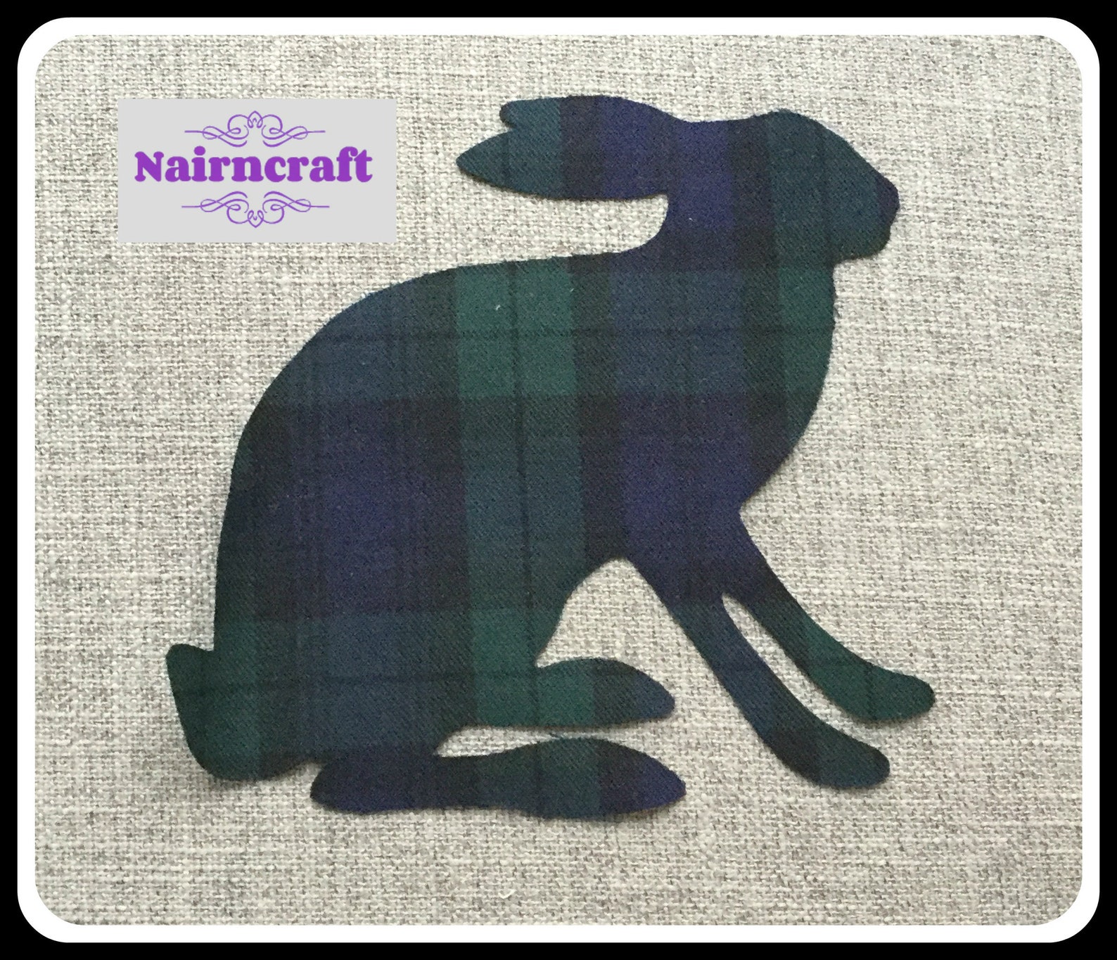 Large Rabbit Hare Applique Patch Made in Black Watch Tartan - Etsy
