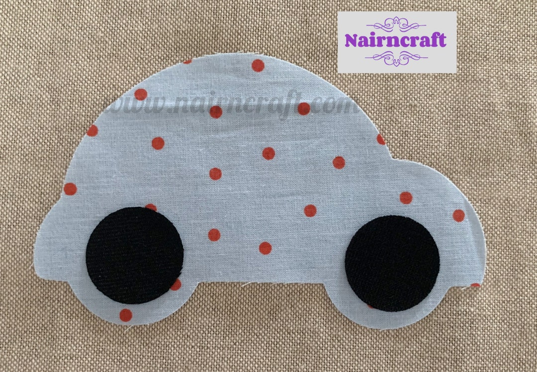Spotty VW Beetle Car Applique Patch Cotton Fabric Cut Out Iron on or ...