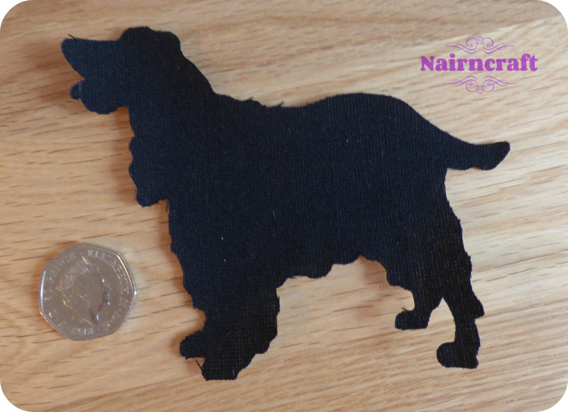 Small Springer Spaniel Dog Applique Patches in Black Wool - Etsy