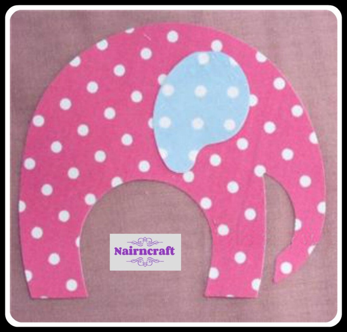 Elephant Applique Patch in Pink & White Spotted Cotton Fabric. - Etsy