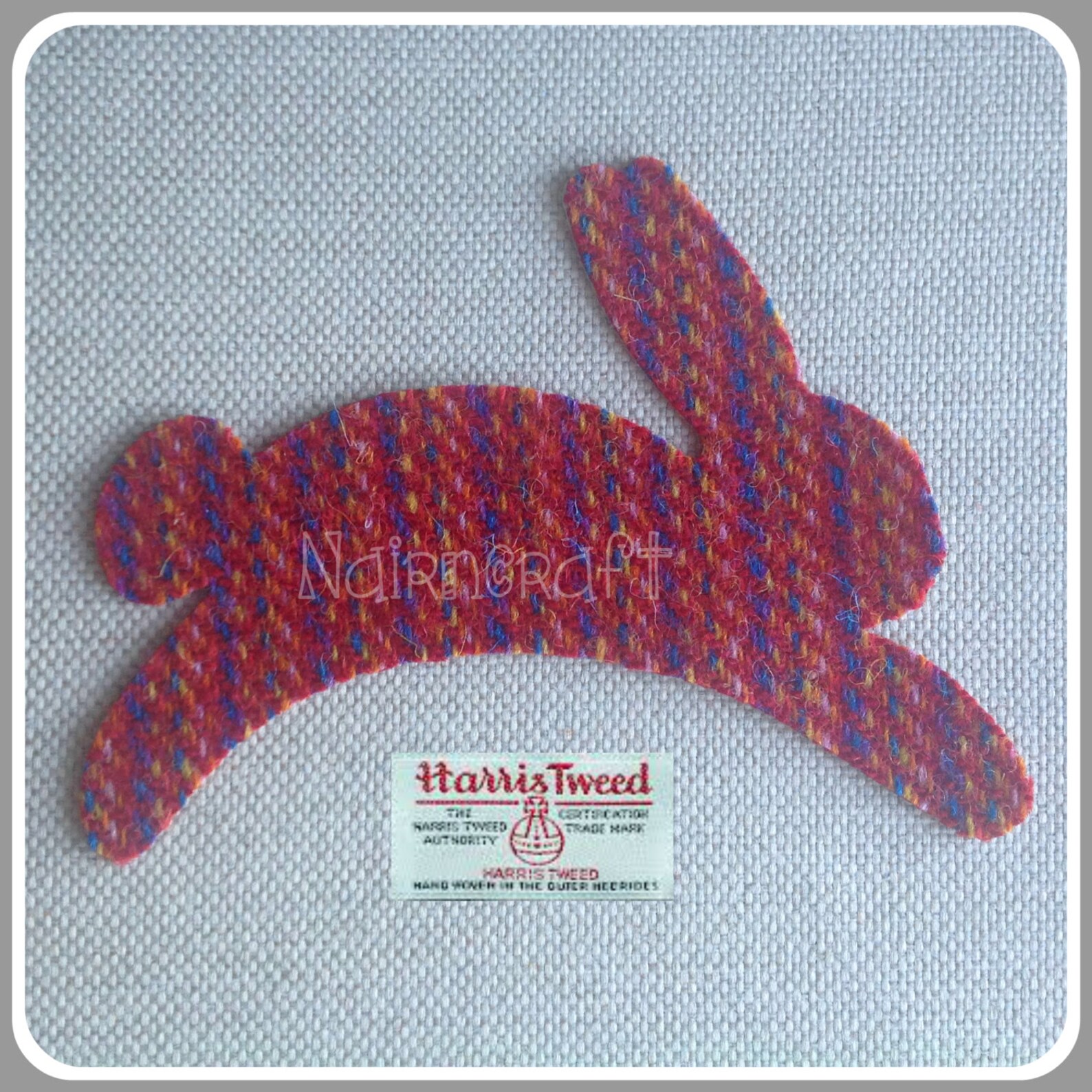 Rabbit Applique Patch, Harris Tweed Red Stripped Wool Fabric. They Are ...