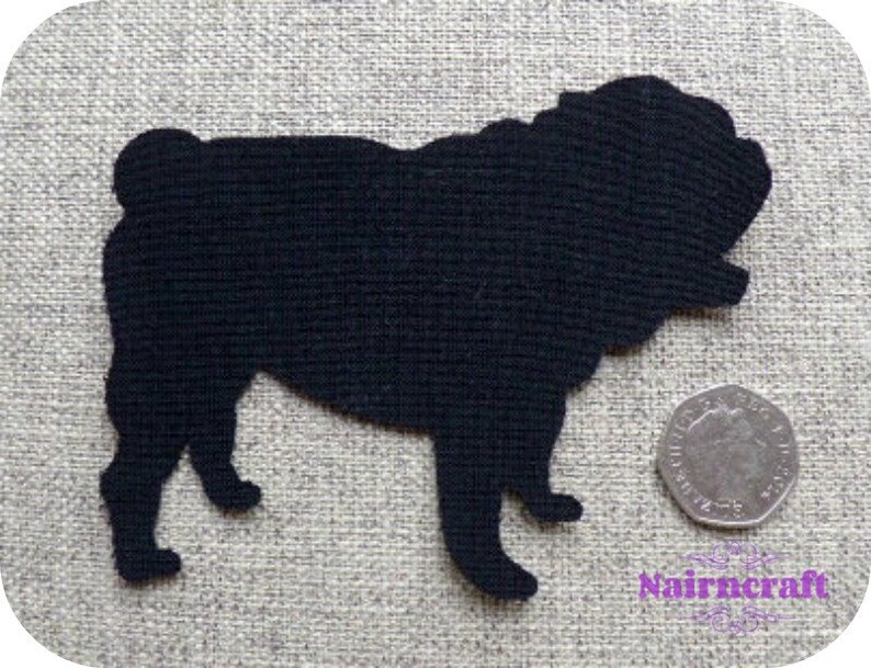 Pug Dog Applique Patch in Black Wool Fabric. Cut Out Iron on - Etsy