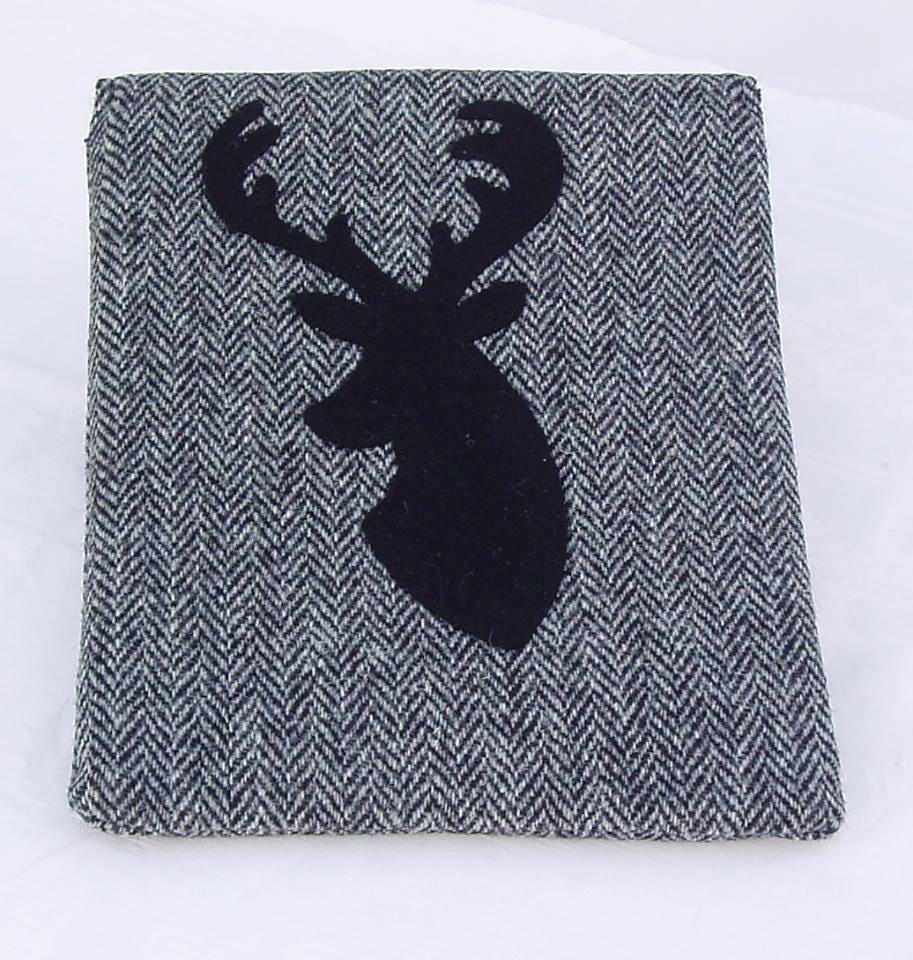 Applique Patch Stag Head Deer Head Buck Head Black Fabric Fine Wool Cut ...