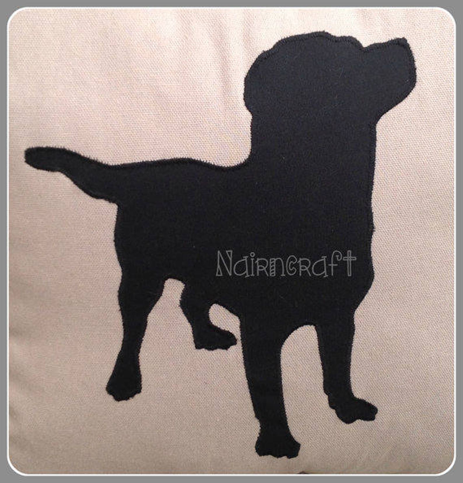 Labrador Lab Dog Applique Patch in Black Wool Fabric, is Cut Out Iron ...