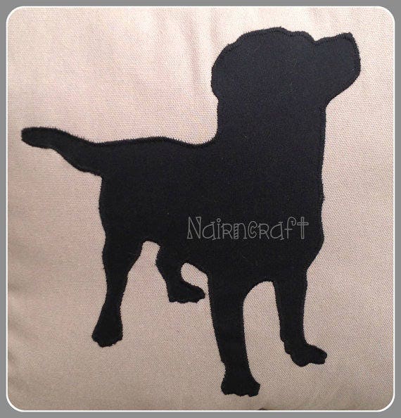 Labrador Lab Dog Applique Patch in Black Wool Fabric, is Cut Out Iron ...