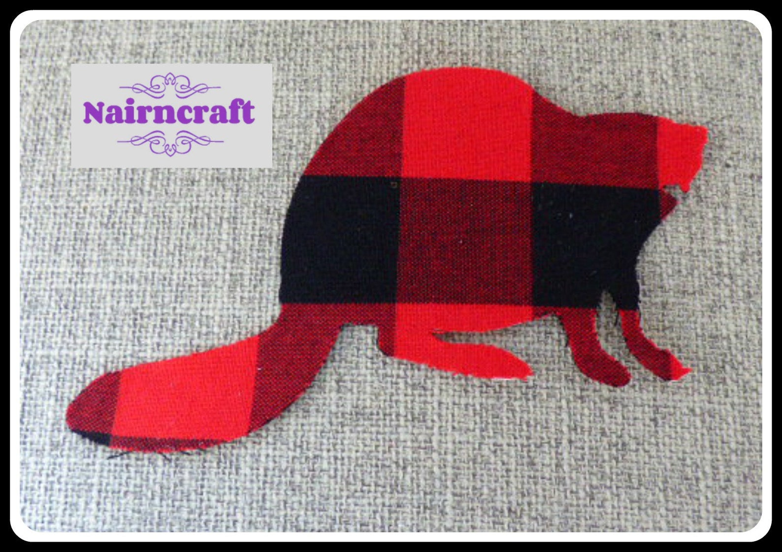 Buffalo Plaid Beaver Applique Patches in Red Lumberjack Flannel Cotton ...