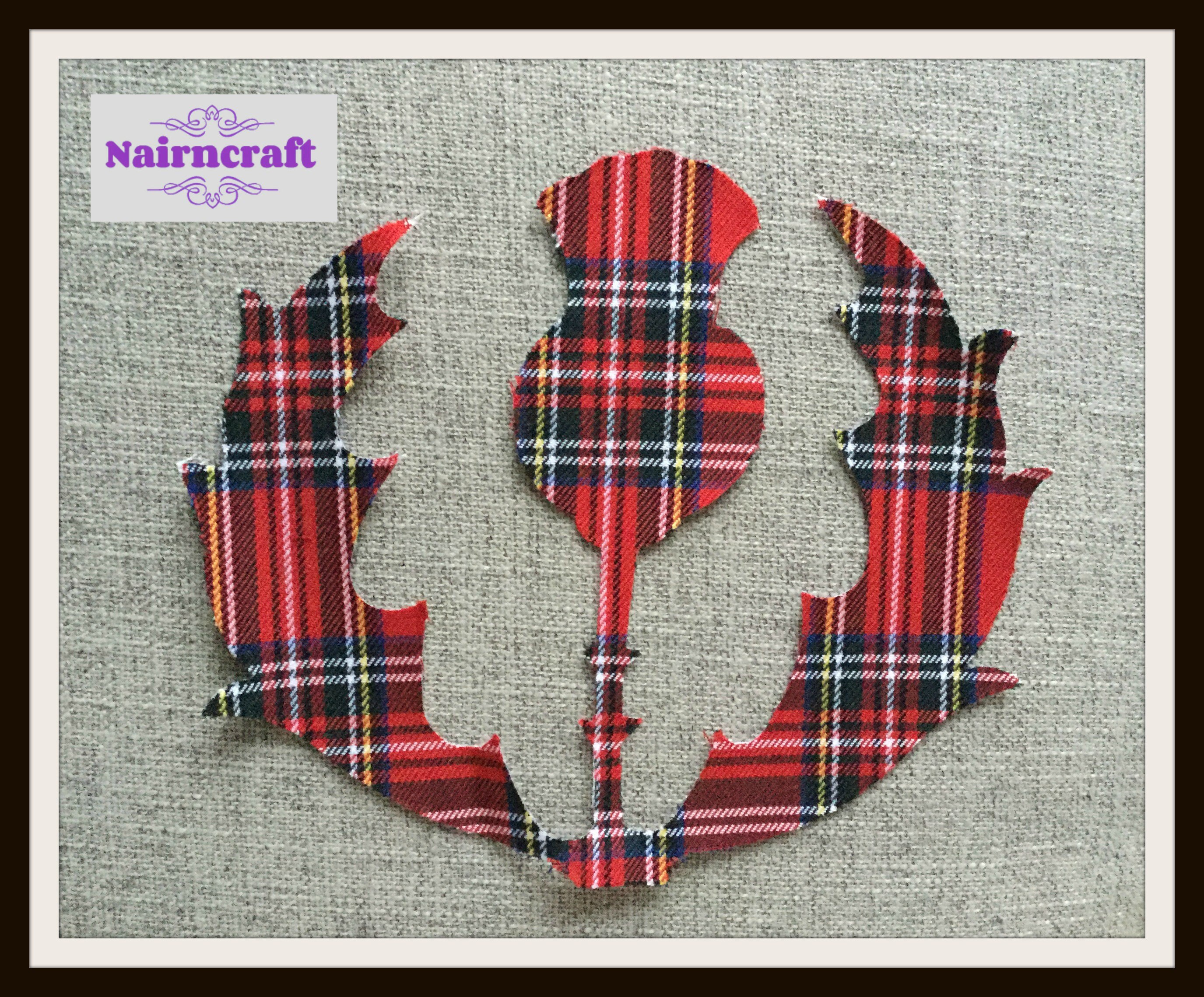 Scottish Thistle Design Applique Patch in Royal Stewart Red Tartan Wool ...