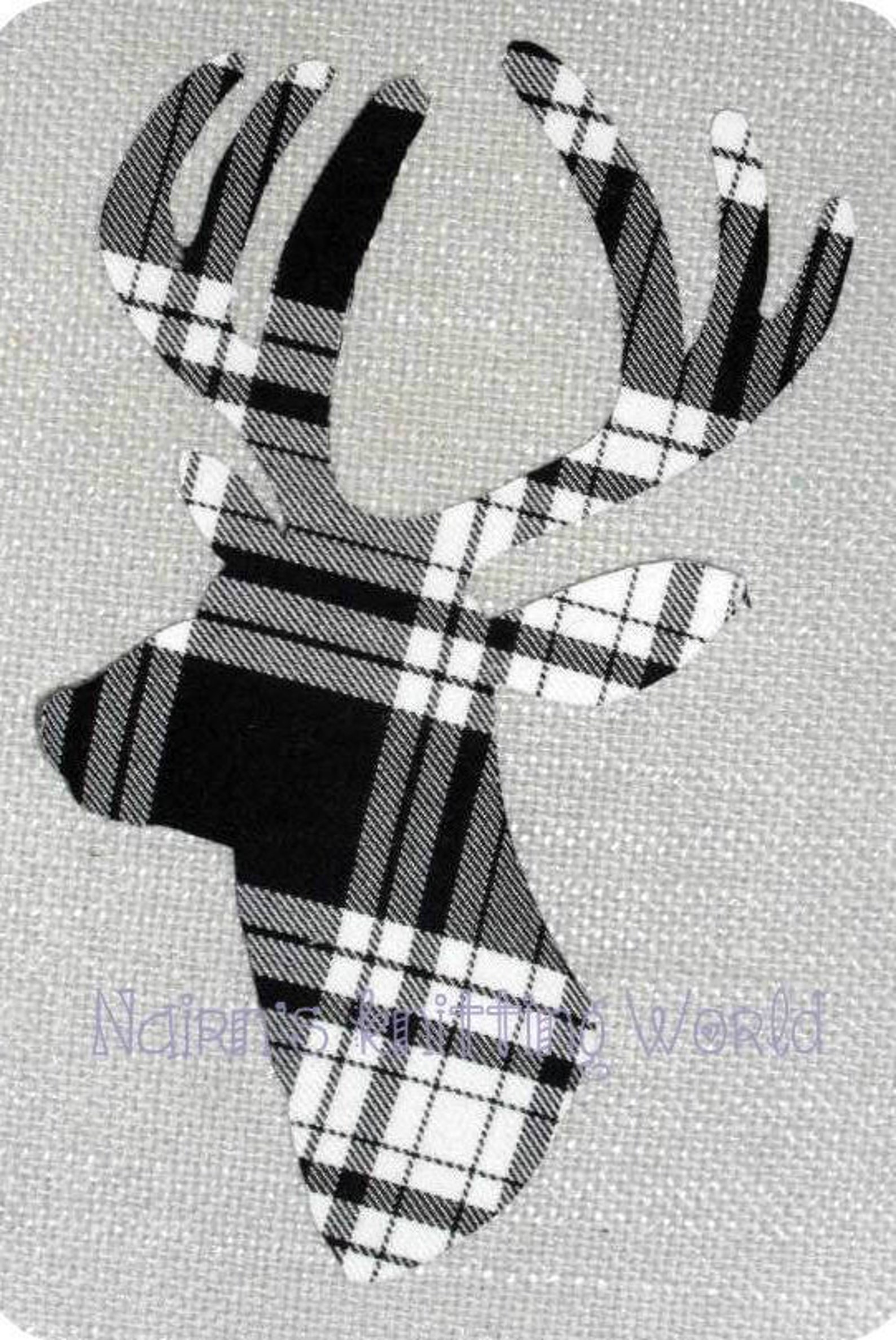 Stag Head Deer Head Buck Head Applique Patch in Black & White - Etsy