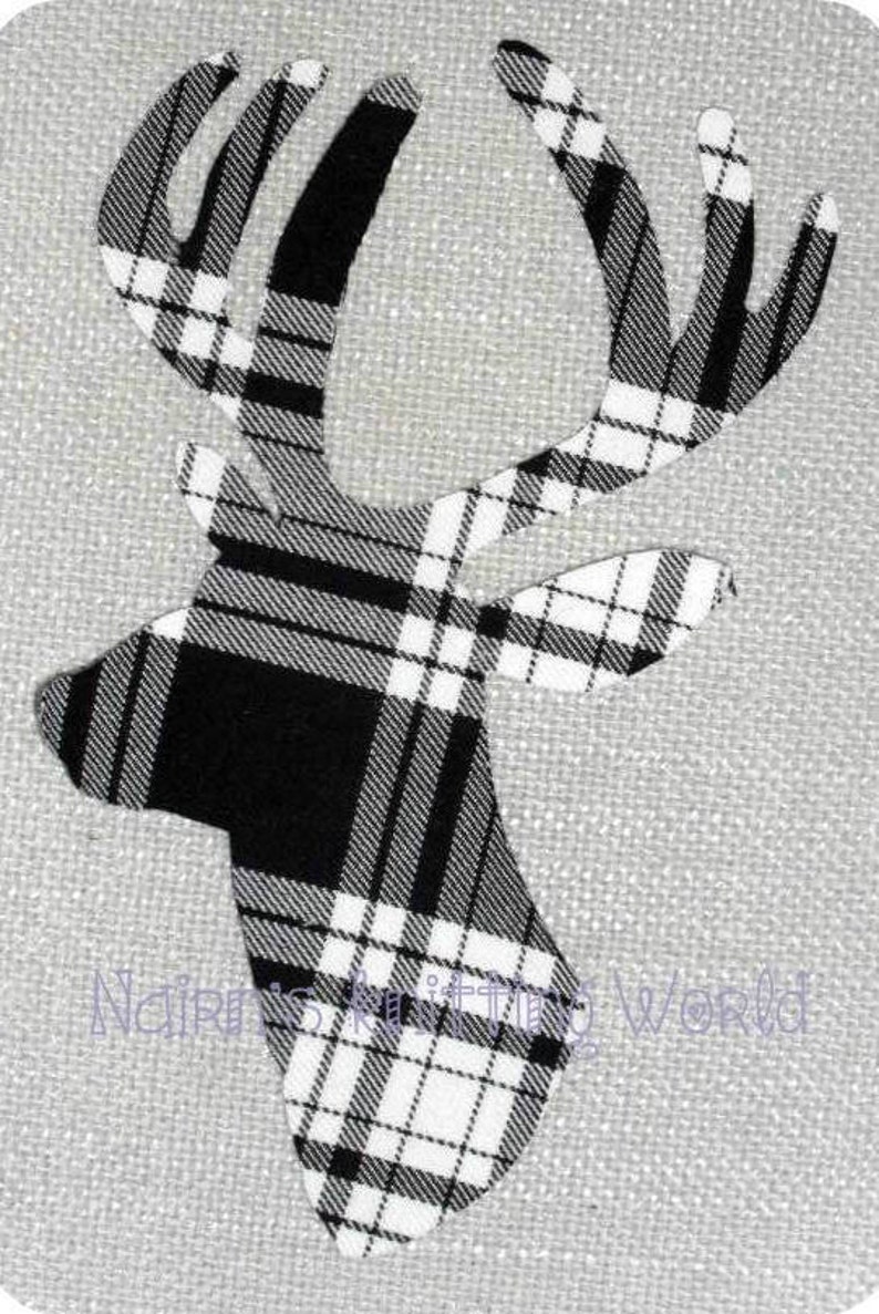 Stag Head Deer Head Buck Head Applique Patch in Black & White - Etsy