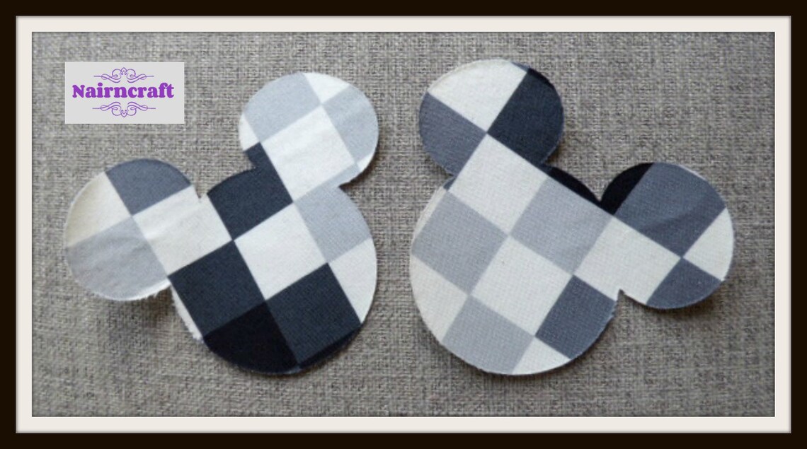 Mickey Mouse Head Applique Patch Lumberjack Check Buffalo | Etsy