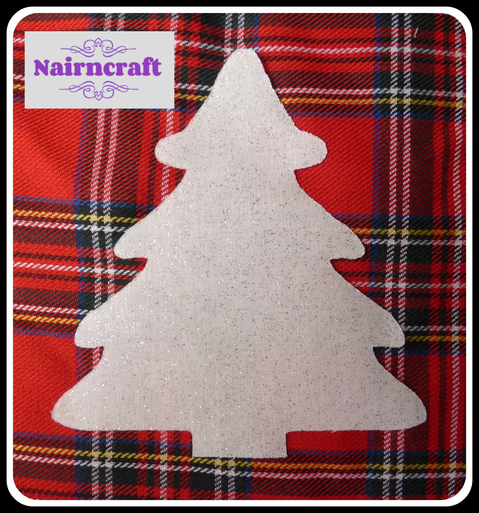 Christmas Tree Applique Patch in White & Silver Cotton Fabric. - Etsy
