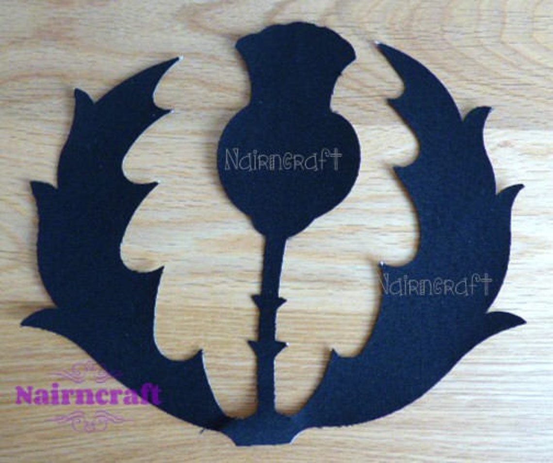 Scottish Thistle Design Applique Patch in Black Wool Fabric. - Etsy UK