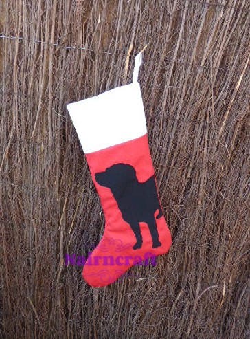 Handmade Christmas Stocking With Black Labrador Dog in Cotton - Etsy
