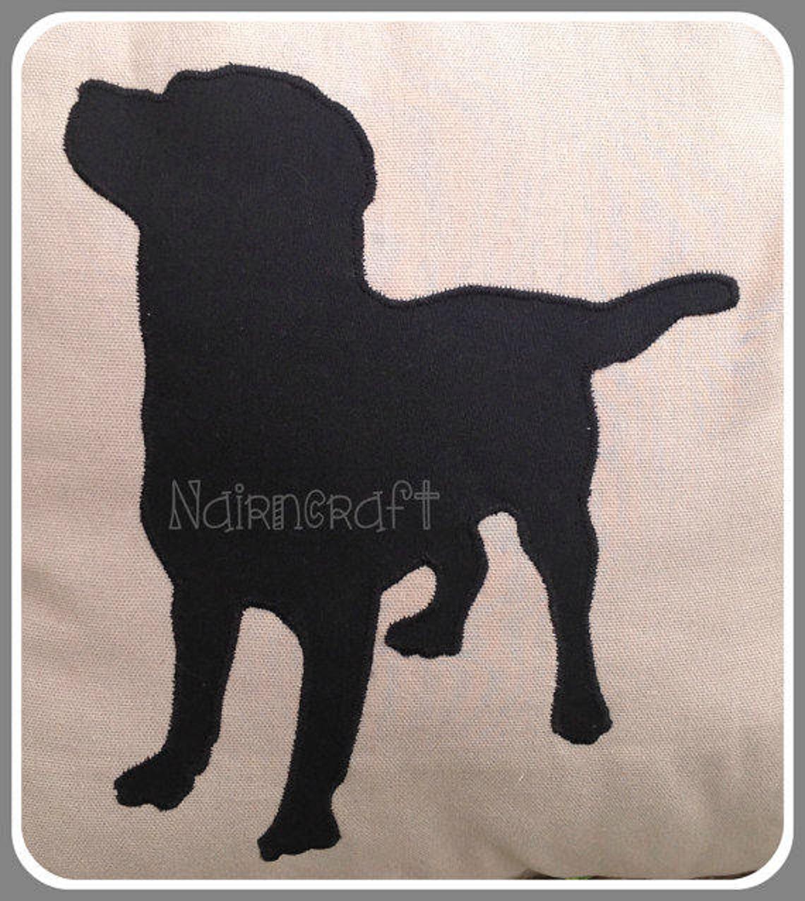 Labrador Lab Dog Applique Patch in Black Wool Fabric is Cut | Etsy
