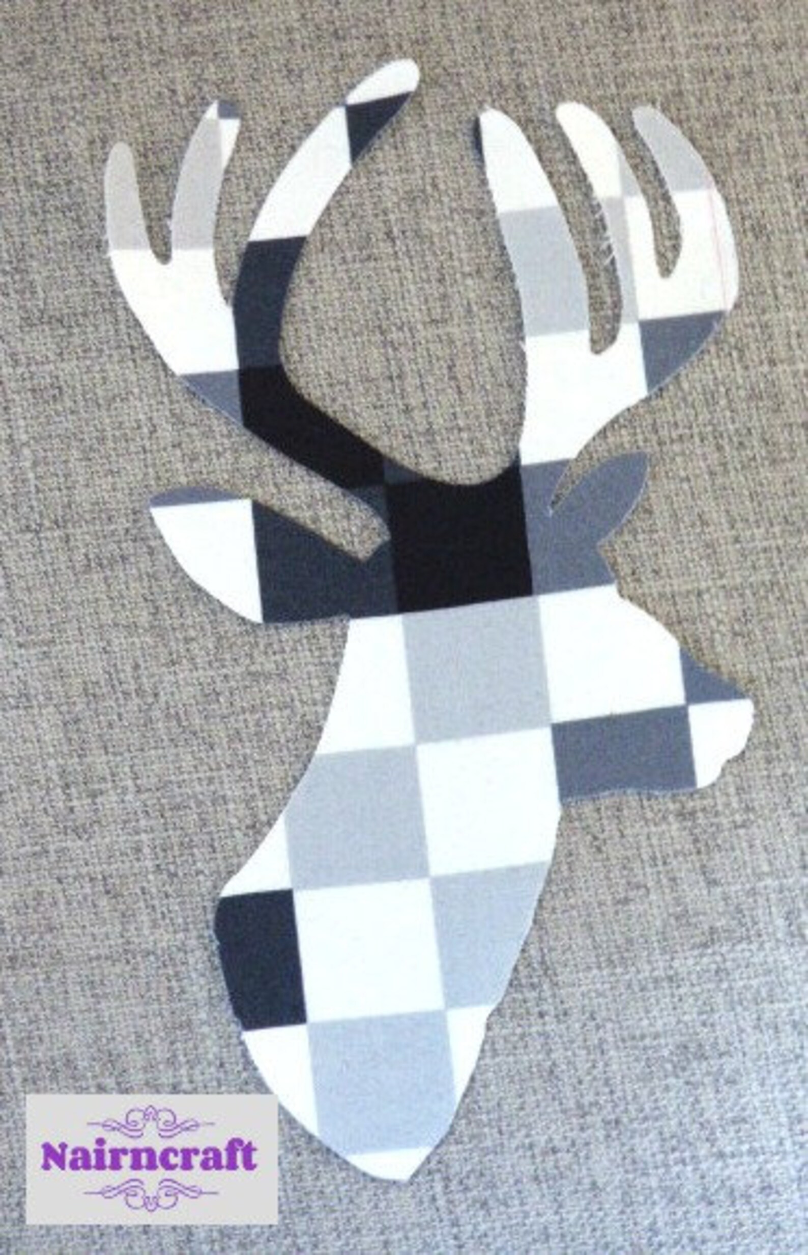 Stag Head Deer Head Buck Head Applique Patch in Cream Grey & - Etsy