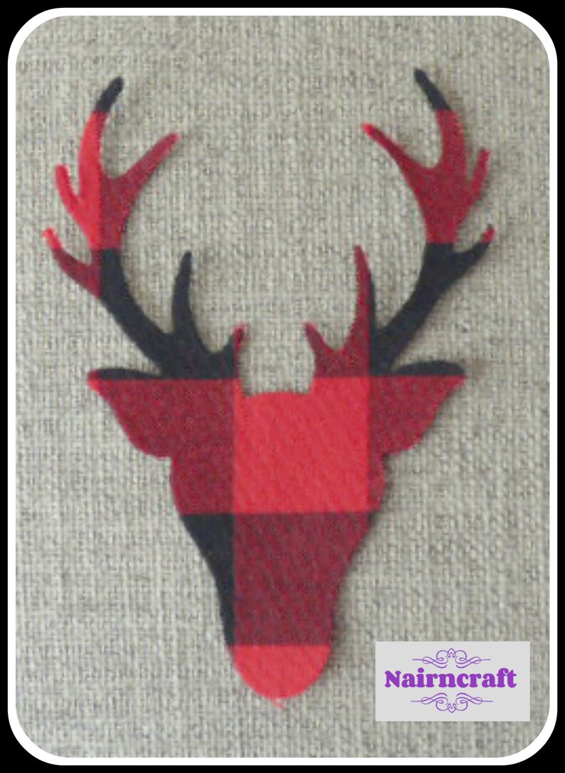Buffalo Plaid Deer Stag Buck Head Appliques Patch in Red - Etsy