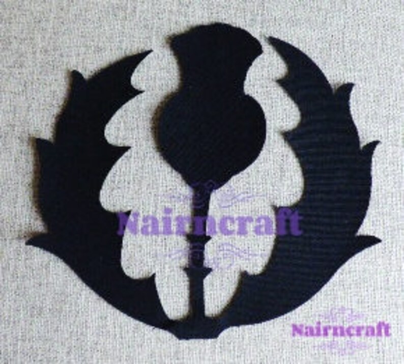 Scottish Thistle Design Applique Patch in Black Wool Fabric. - Etsy UK