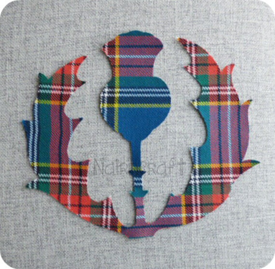 Scottish Thistle Design Applique Patch in Blue Tartan Wool - Etsy