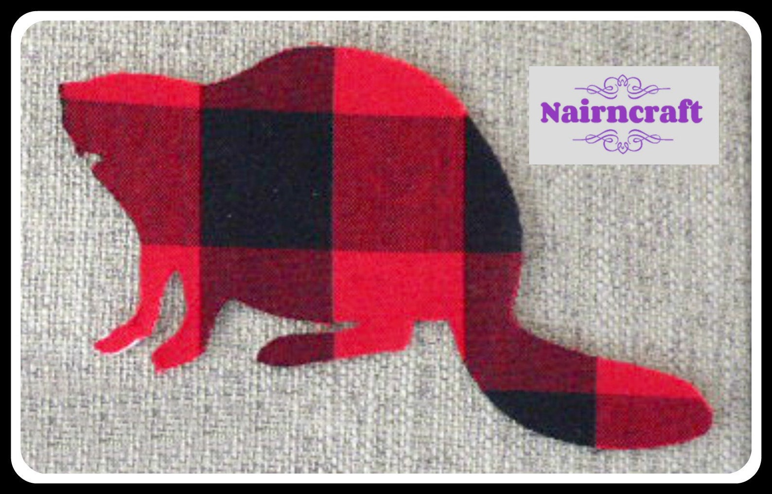 Buffalo Plaid Beaver Applique Patches in Red Lumberjack Flannel Cotton ...