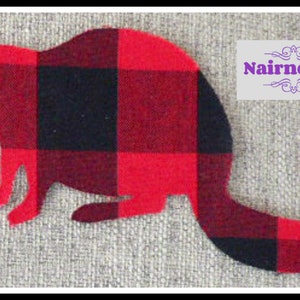 Buffalo Plaid Beaver Applique Patches in Red Lumberjack Flannel Cotton ...