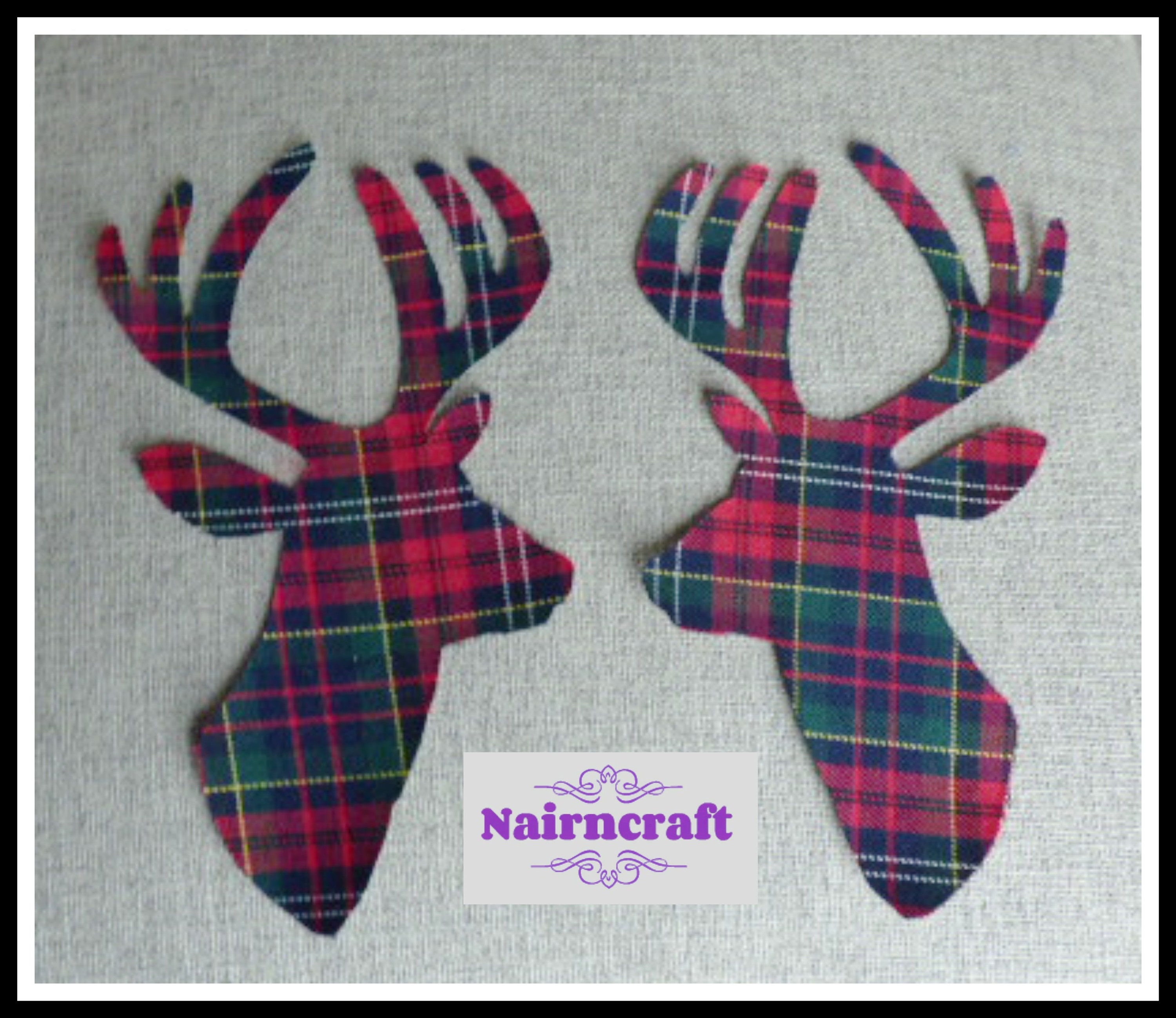 Stag Head Deer Head Buck Head Applique Patch Scottish Christmas Tartan ...