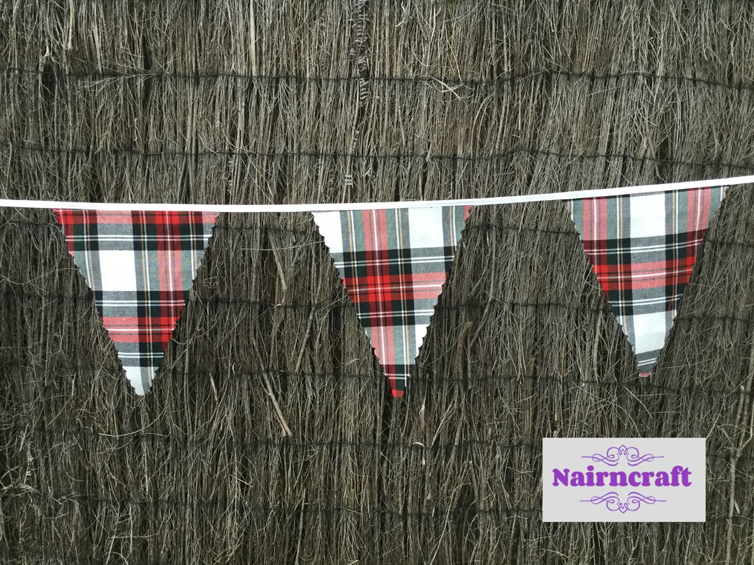 Tartan Plaid Wedding Bunting Handmade of Dress Stewart Tartan Fabric ...
