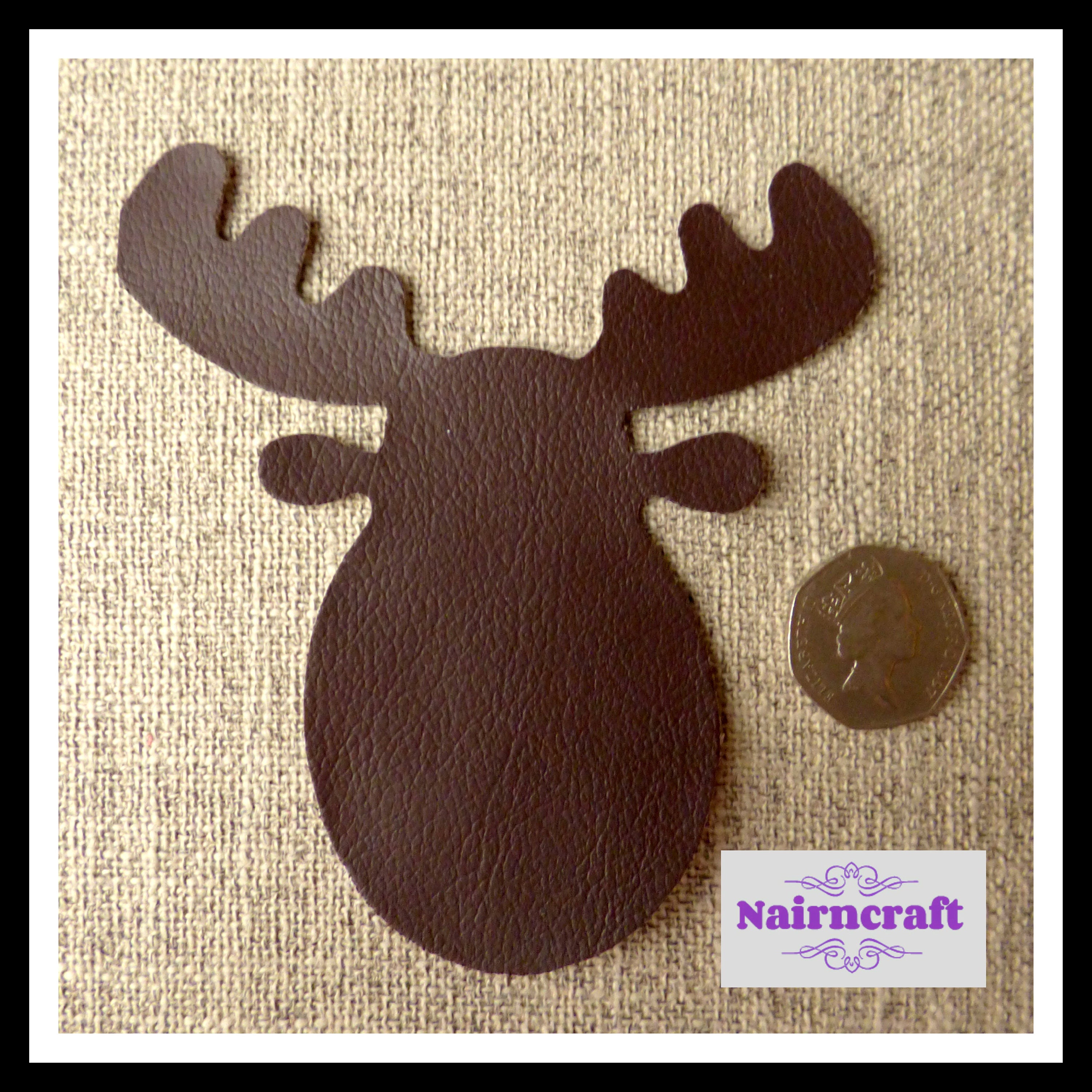 Moose Head Applique Patches Brown Marine Vinyl is Cut Out, Iron on Sew ...