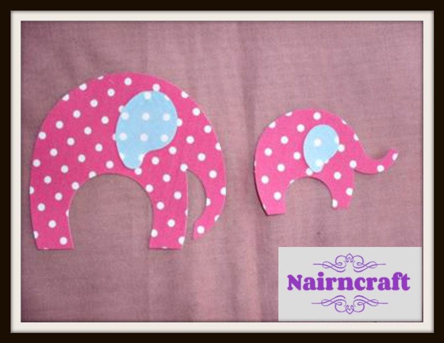 Elephant Applique Patch in Pink & White Spotted Cotton Fabric. | Etsy