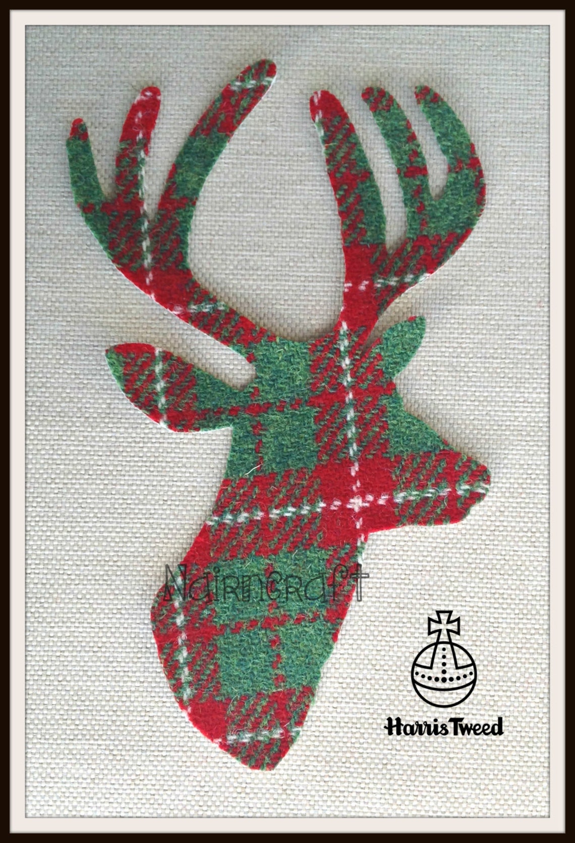 Harris Tweed Applique Patch Stag Head Deer Head Buck's | Etsy