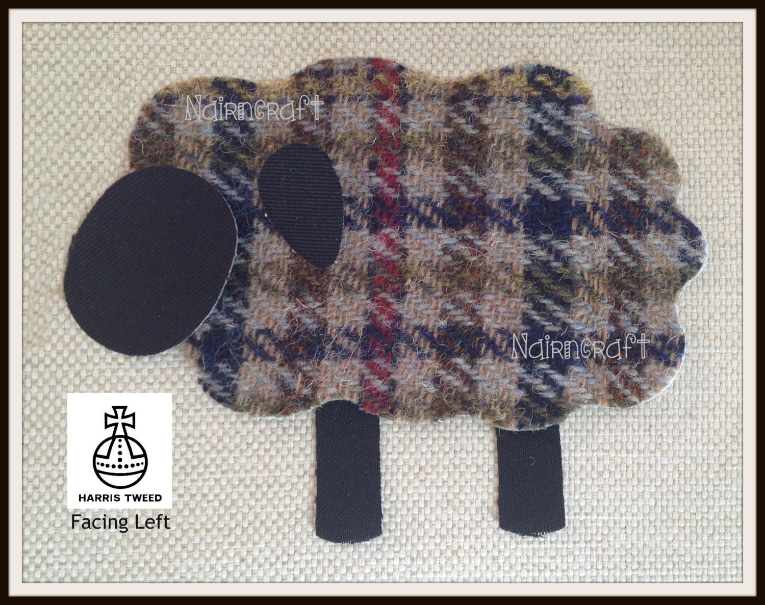 Sheep Applique Patch Made in Large Check Harris Tweed Wool Fabric is ...