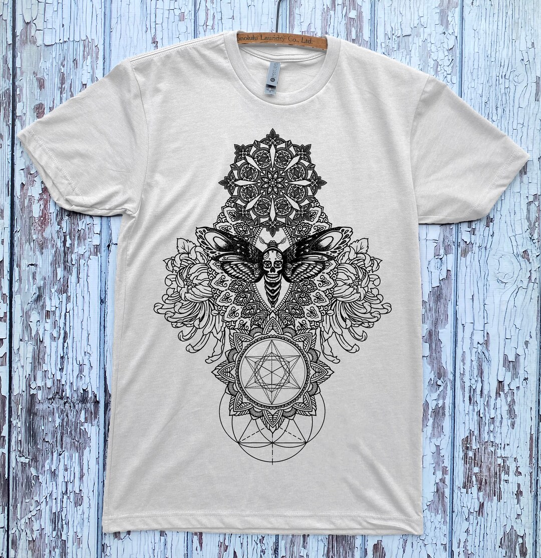 Unisex IMPERMANENCE Mandala T-shirt Psychedelic Dotwork Sacred Geometry ...