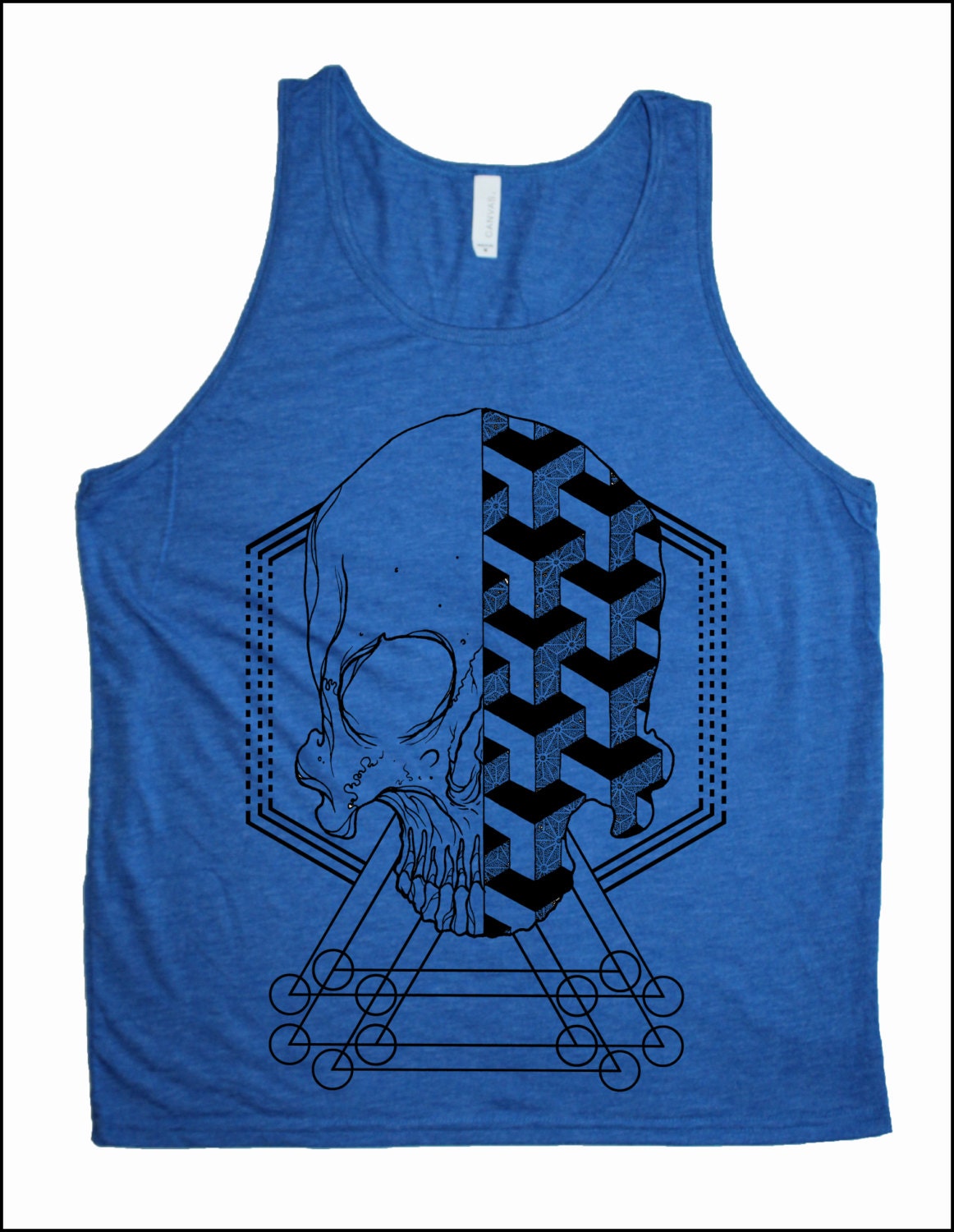 Men's GEOMETRIC SKULL Tank Sacred Geometry Dotwork - Etsy