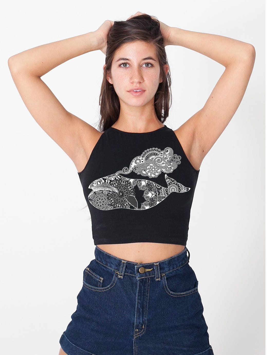 Women's Colossal Whale Spandex Mini Crop Top Sacred | Etsy