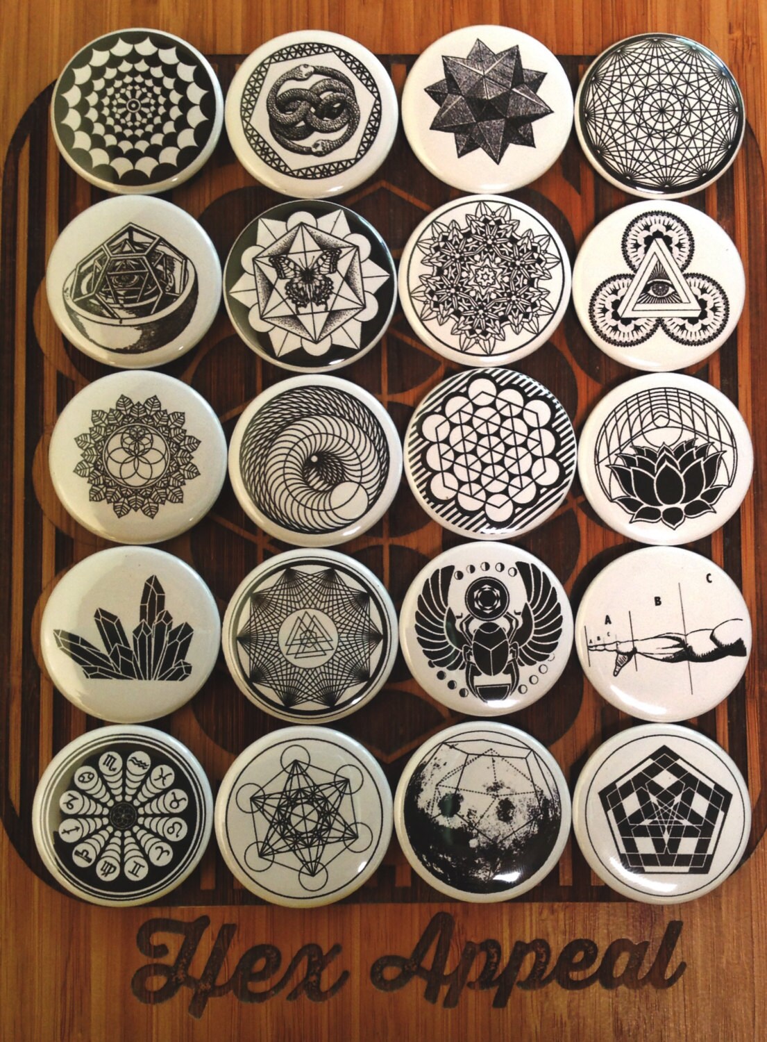 Geometric Magnet And/or Pinback Button Spiral Mandala Crystal - Etsy