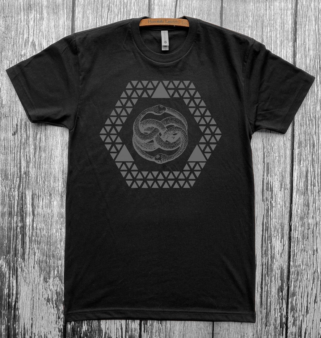 Unisex OUROBOROS T-shirt Infinity Sacred Geometry Grey Tee Shirt Screen ...