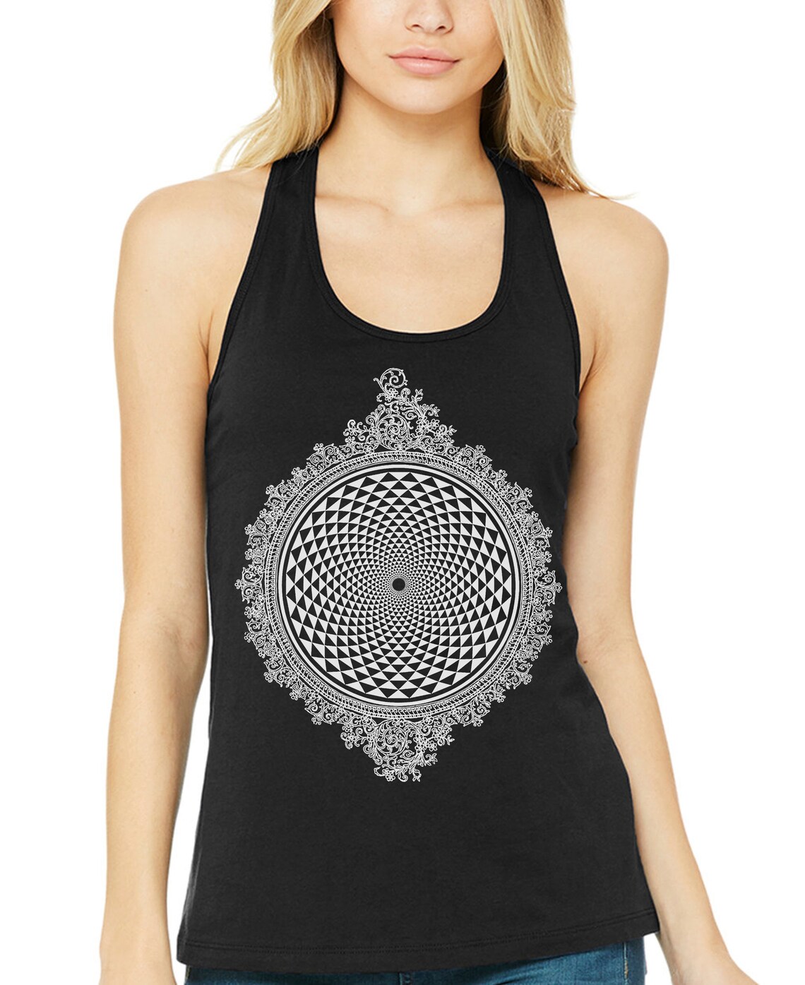 Women's Mirror Mirror Mandala Tank Top Black Psychedelic - Etsy