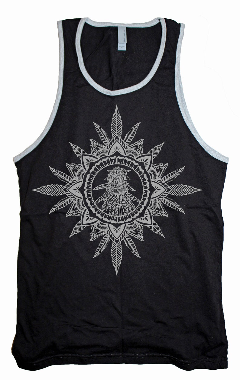 Men's GANJA MANDALA Tank Psychedelic Tattoo Style Cannabis - Etsy